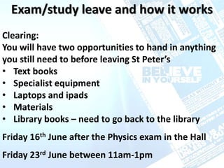 Exam/study leave and how it works | PPTX