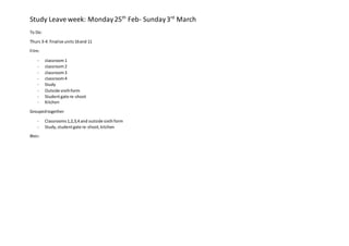 Study leave week possible plan | DOCX