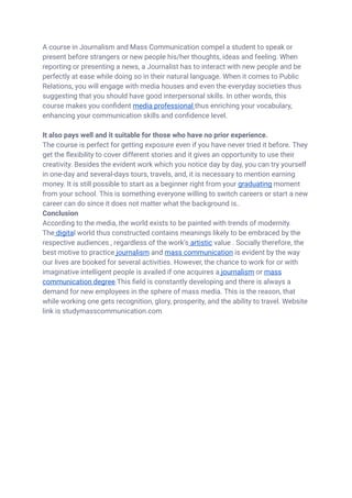 Mass Communication and Journalism Course | PDF