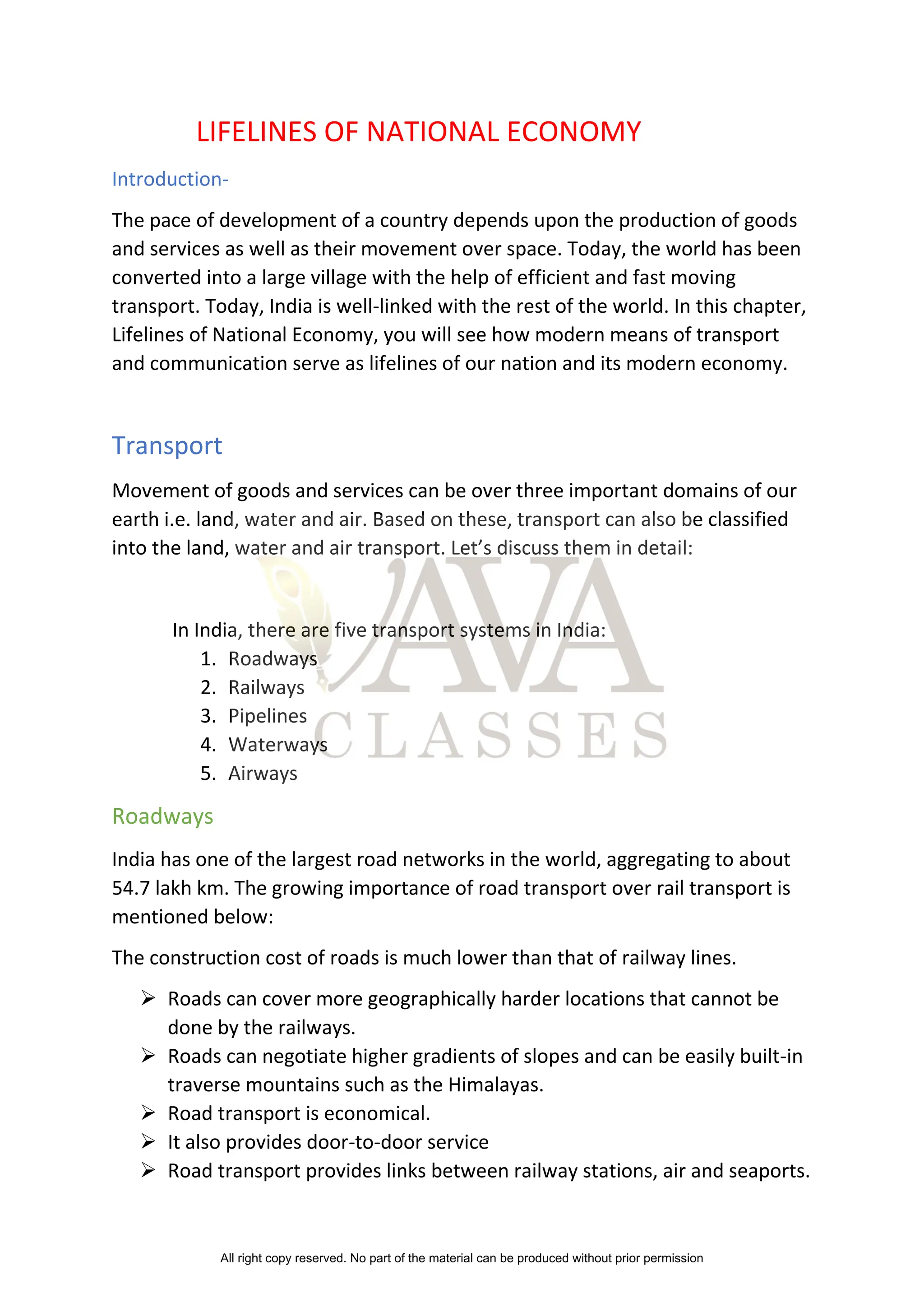 Lifelines of National Economy chapter for Class 10 STUDY MATERIAL PDF | PDF