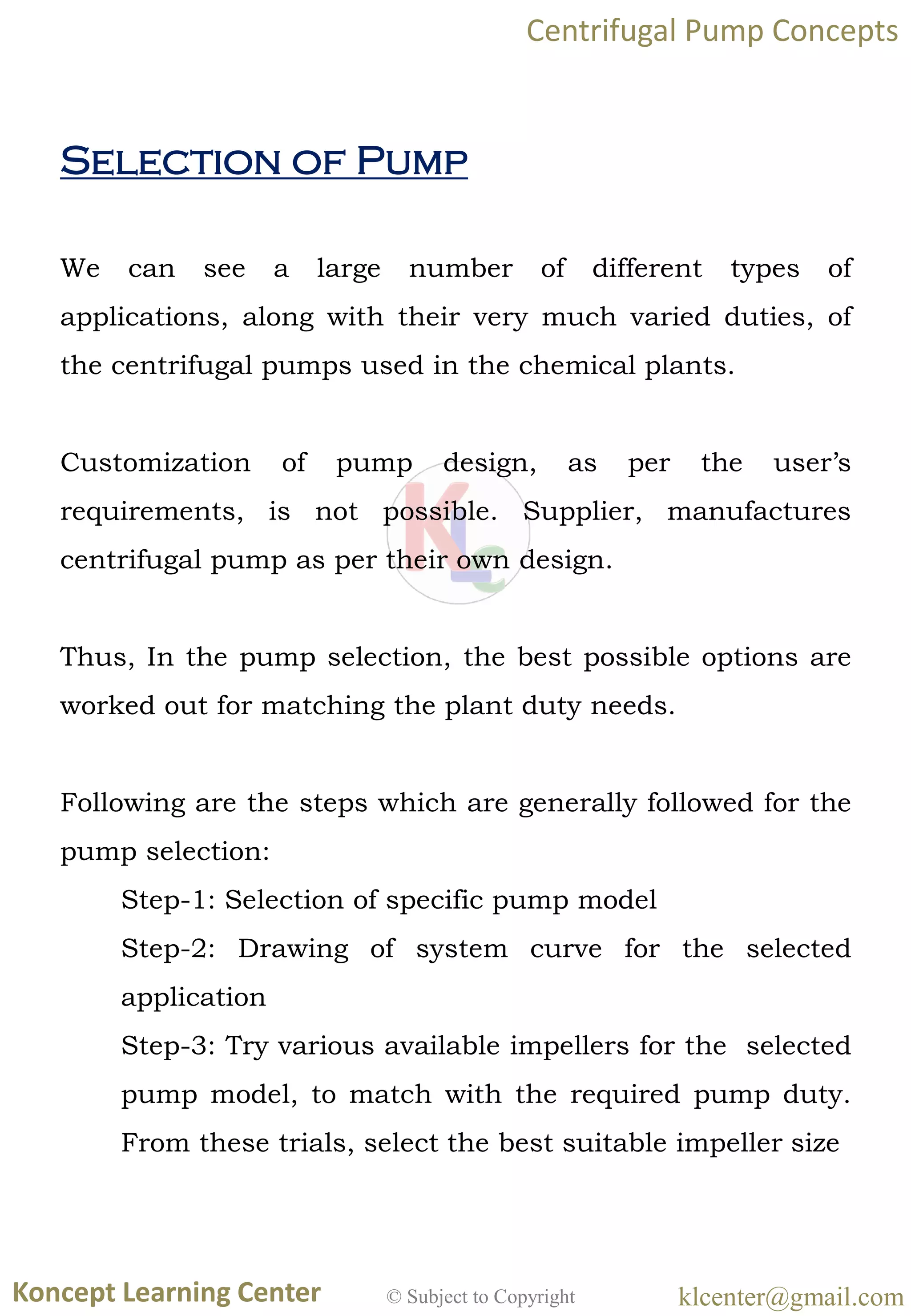 Centrifugal Pumps - Concept E-Learning Program - Study Material | PDF