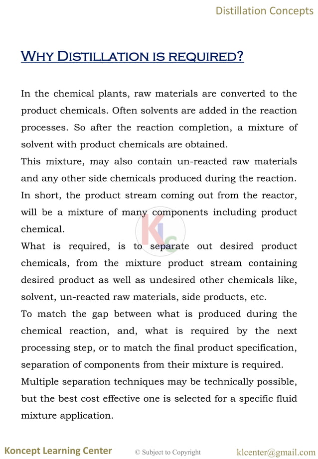 Distillation - Concept E-Learning Program - Study Material | PDF