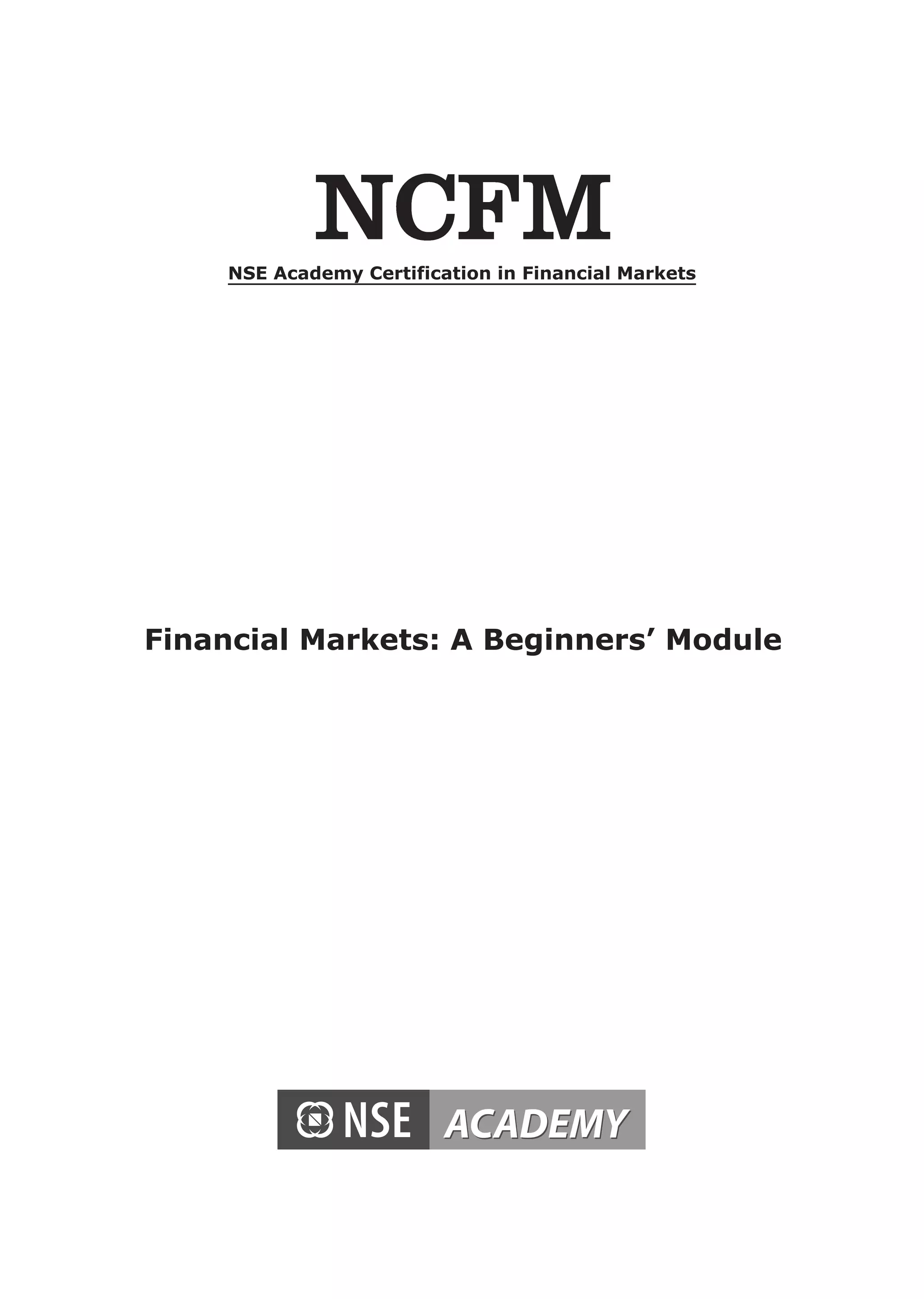 Study Material - [NCFM] Financial Markets A Beginners' Module | PDF
