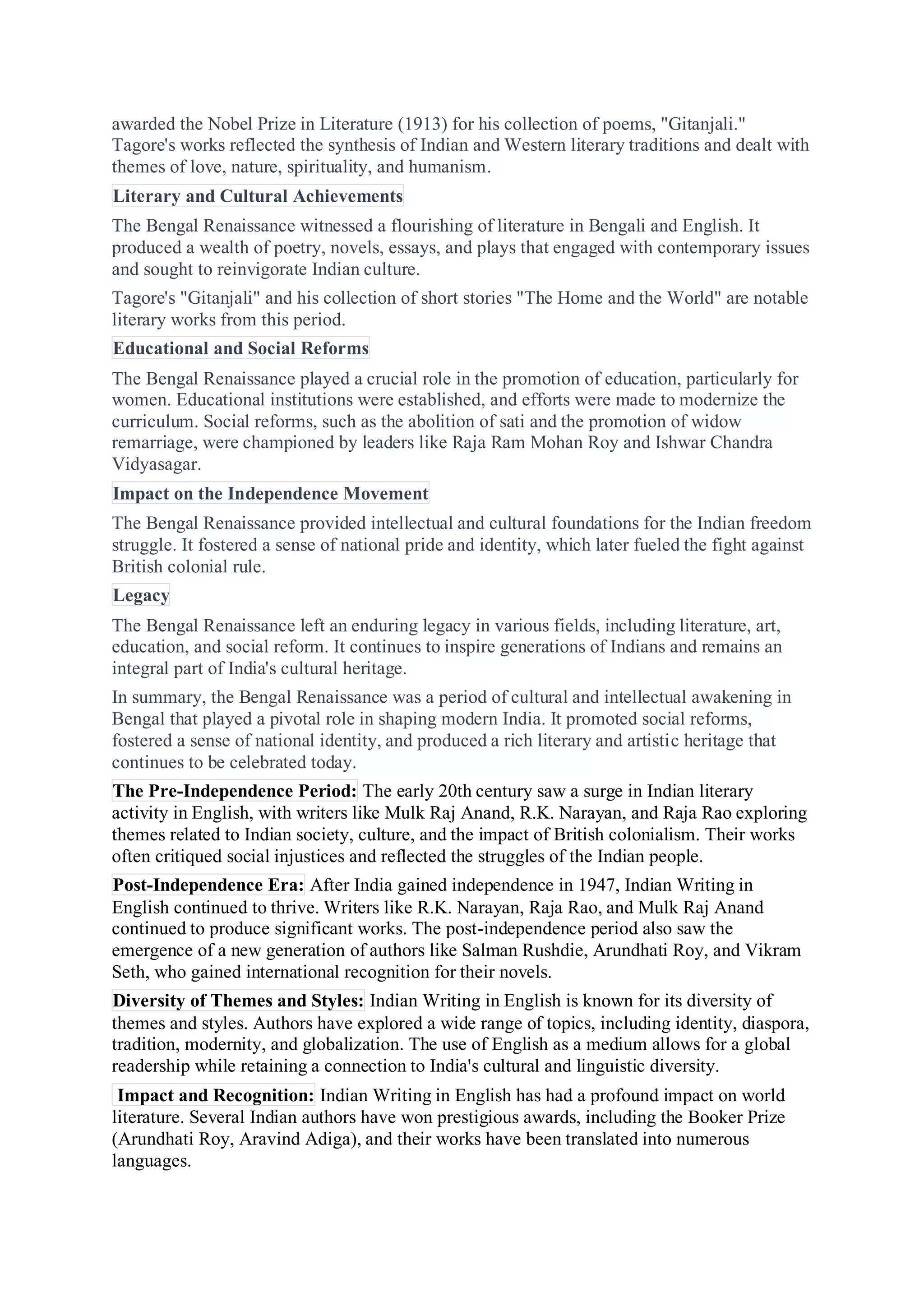 An Introduction and history and development of Indian Writing in ...