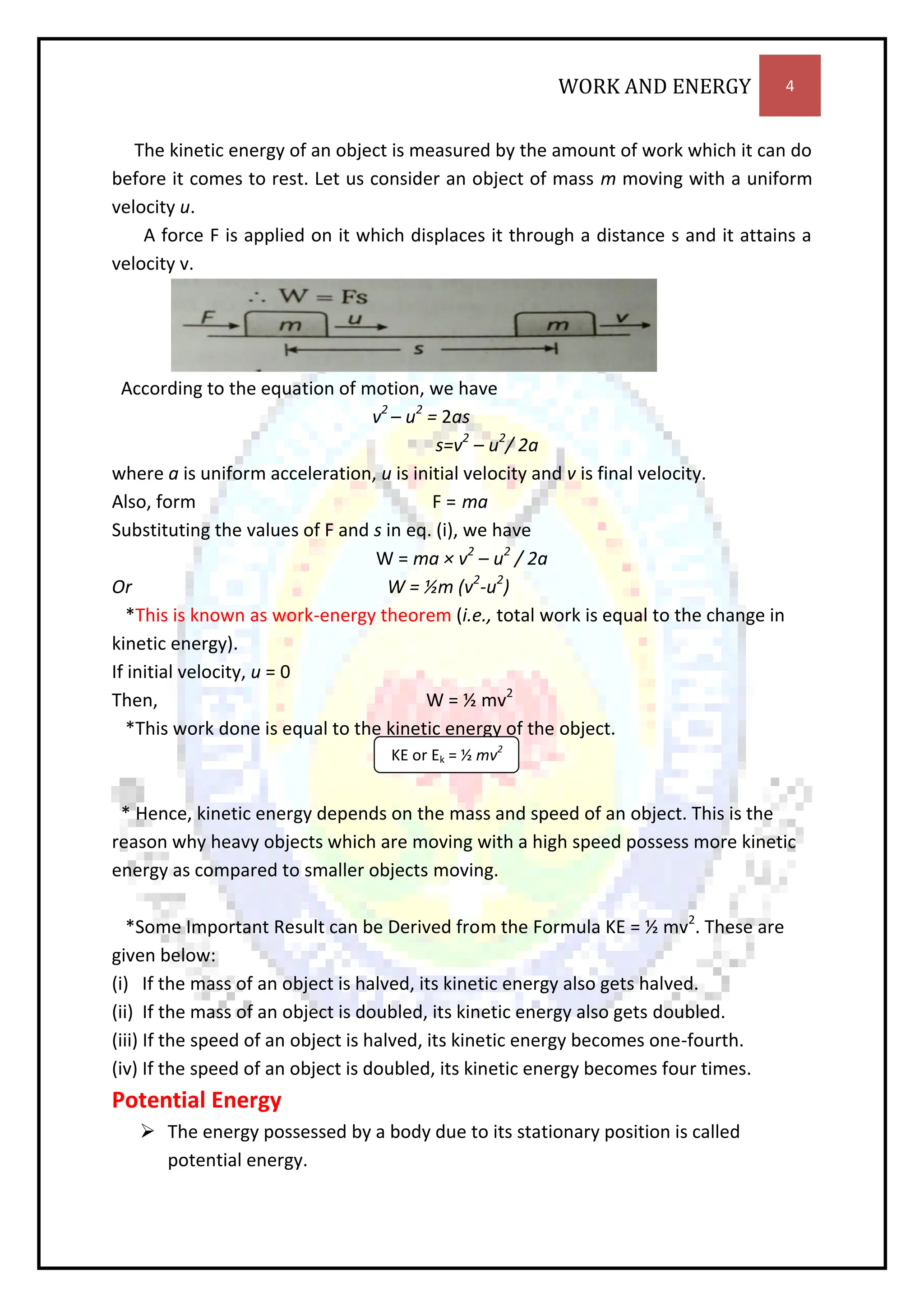 STUDY MATERIAL work and energy.pdf for 9 | PDF