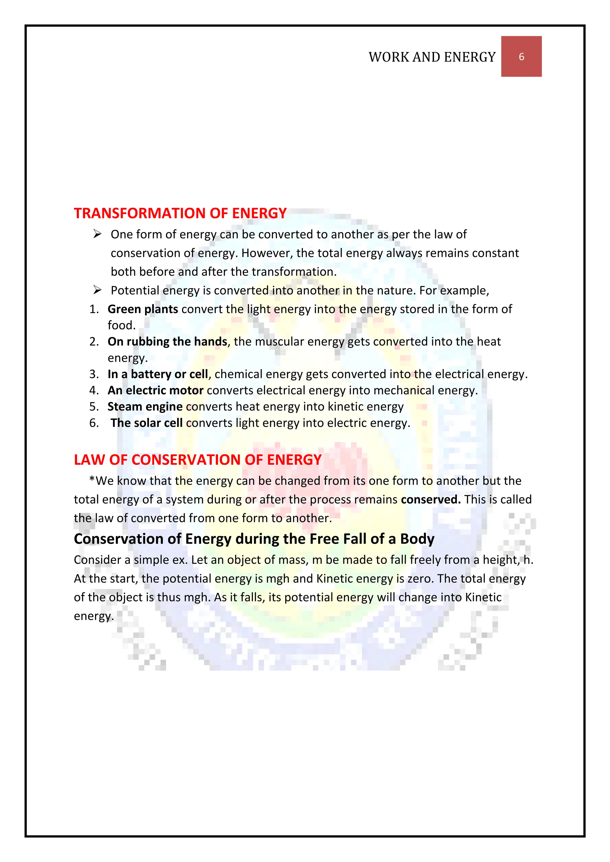 STUDY MATERIAL work and energy.pdf for 9 | PDF