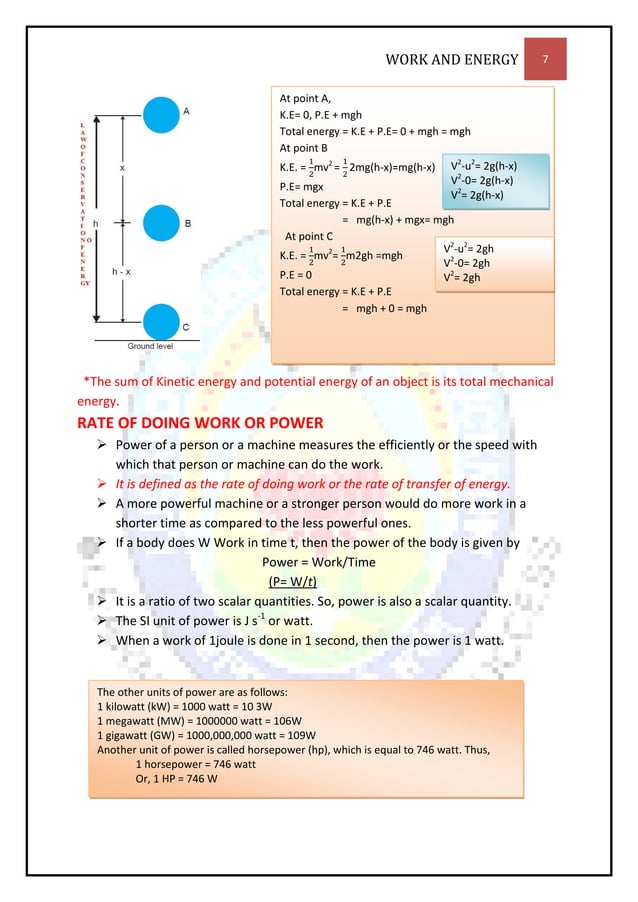 STUDY MATERIAL work and energy.pdf for 9 | PDF