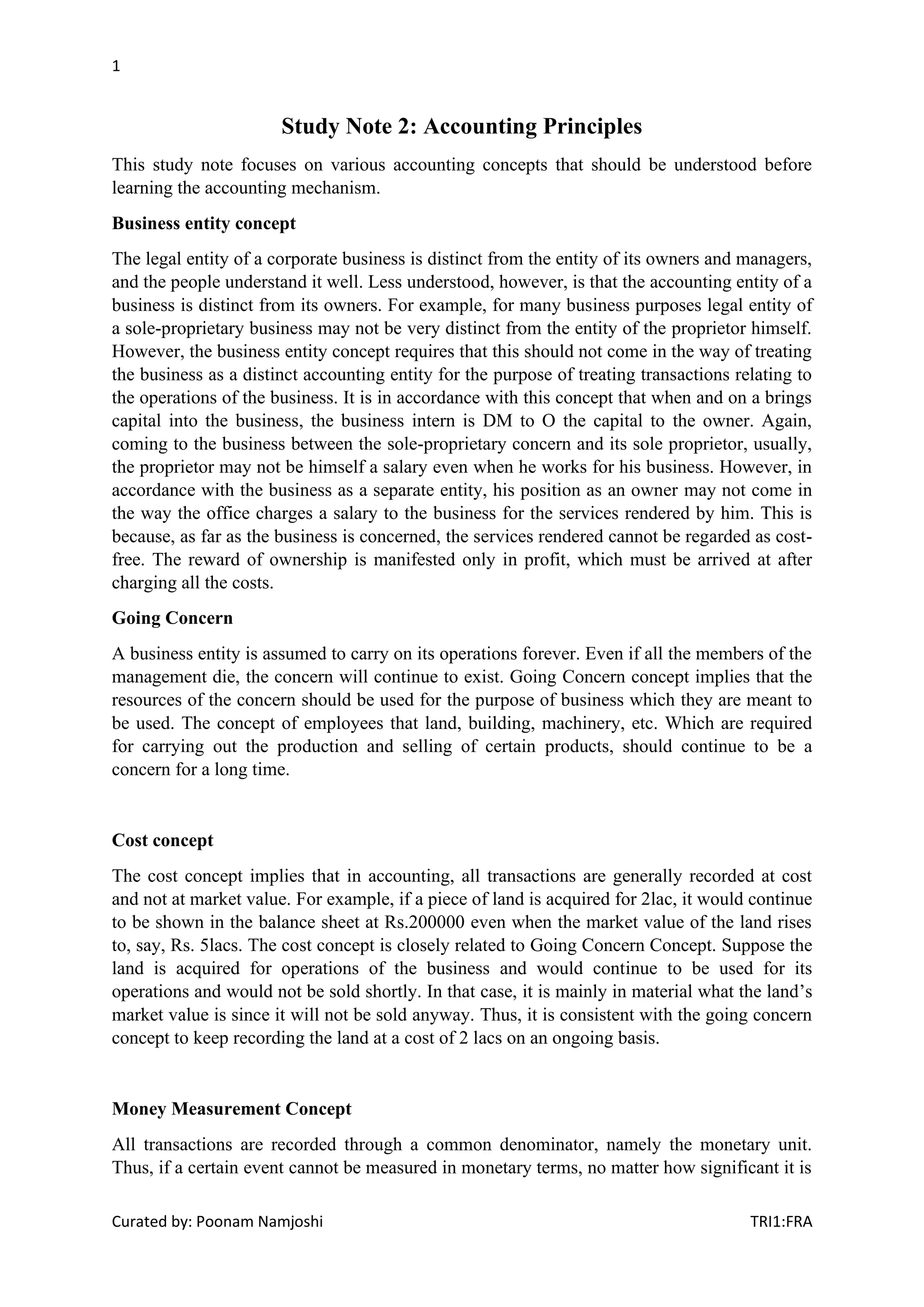 Study Note 2-Financial Accounting Basics | PDF