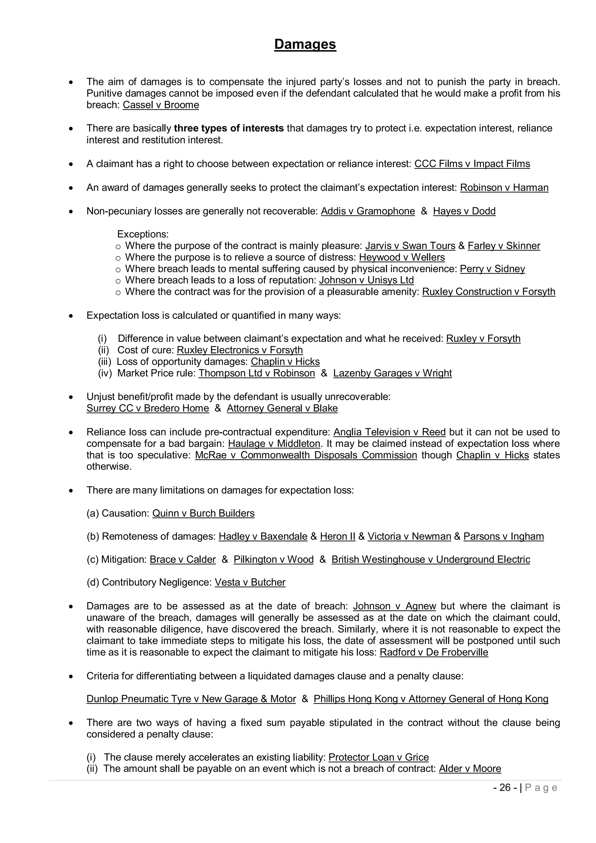 Study notes contract law | PDF