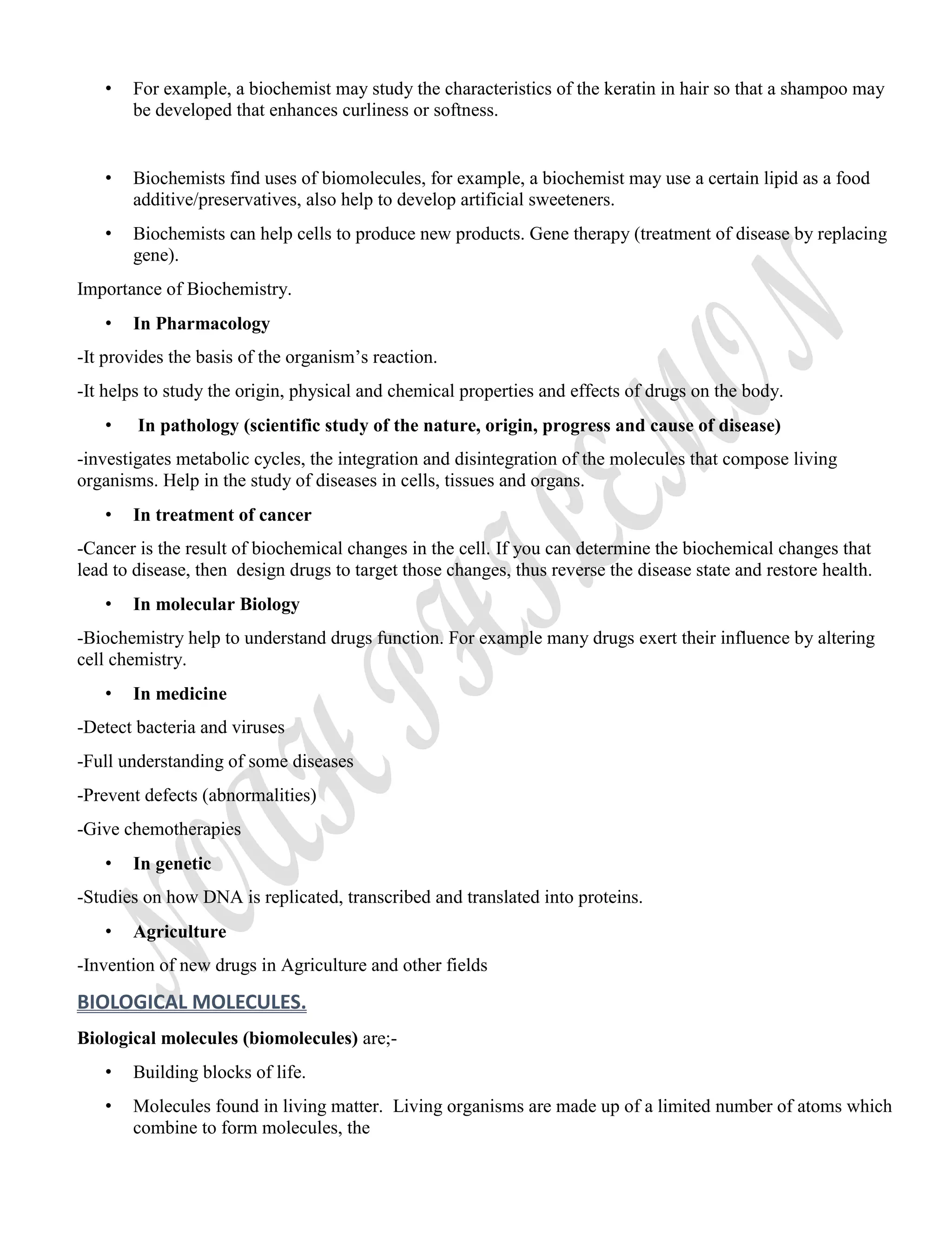 BIOCHEMISTRY NOTES By Noah Philemon | PDF