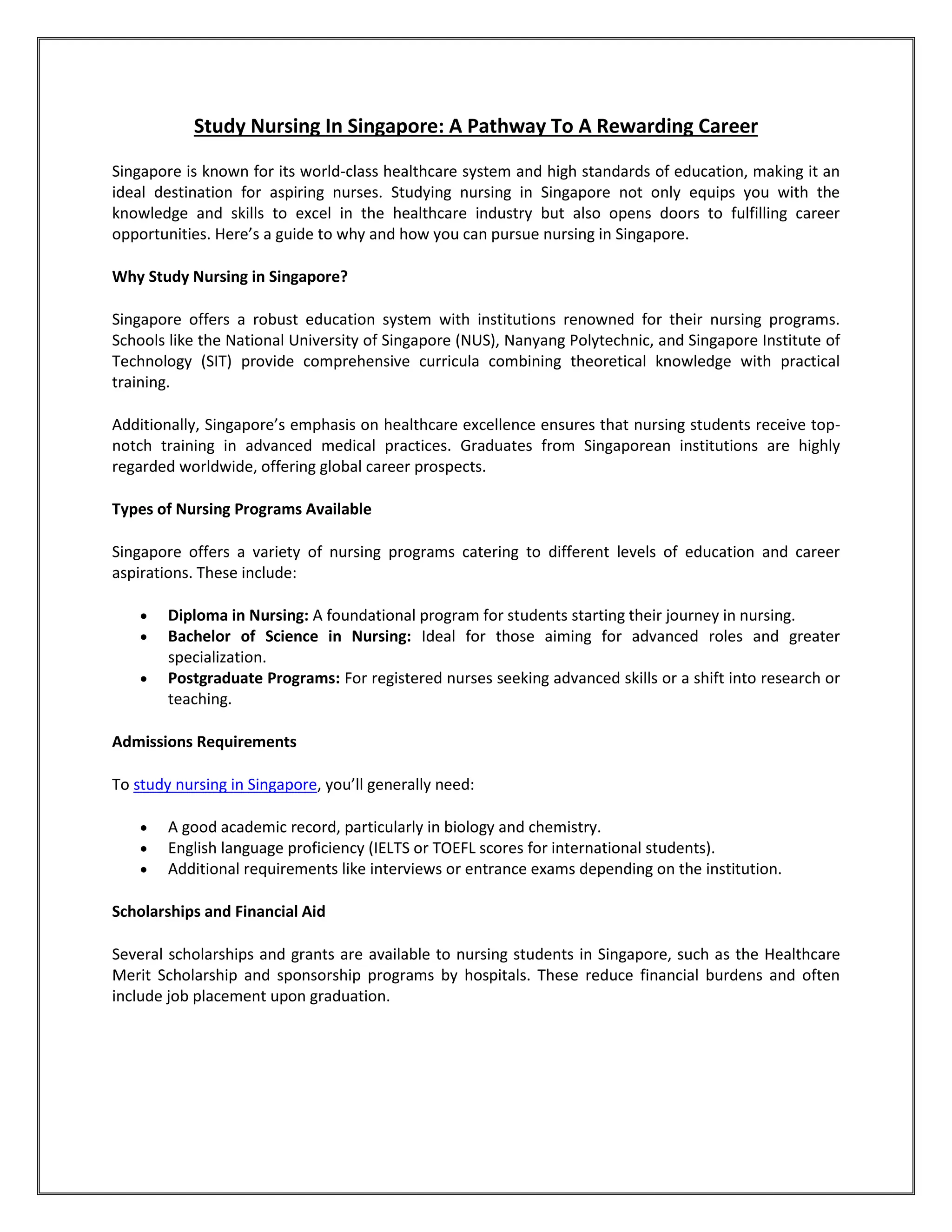 Guide to study Nursing in Singapore | Ngee Ann Academy Blogs | PDF Guide to study Nursing in Singapore | Ngee Ann Academy Blogs | PDF