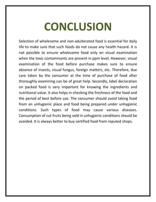 Study of adulterants in food stuff | DOC