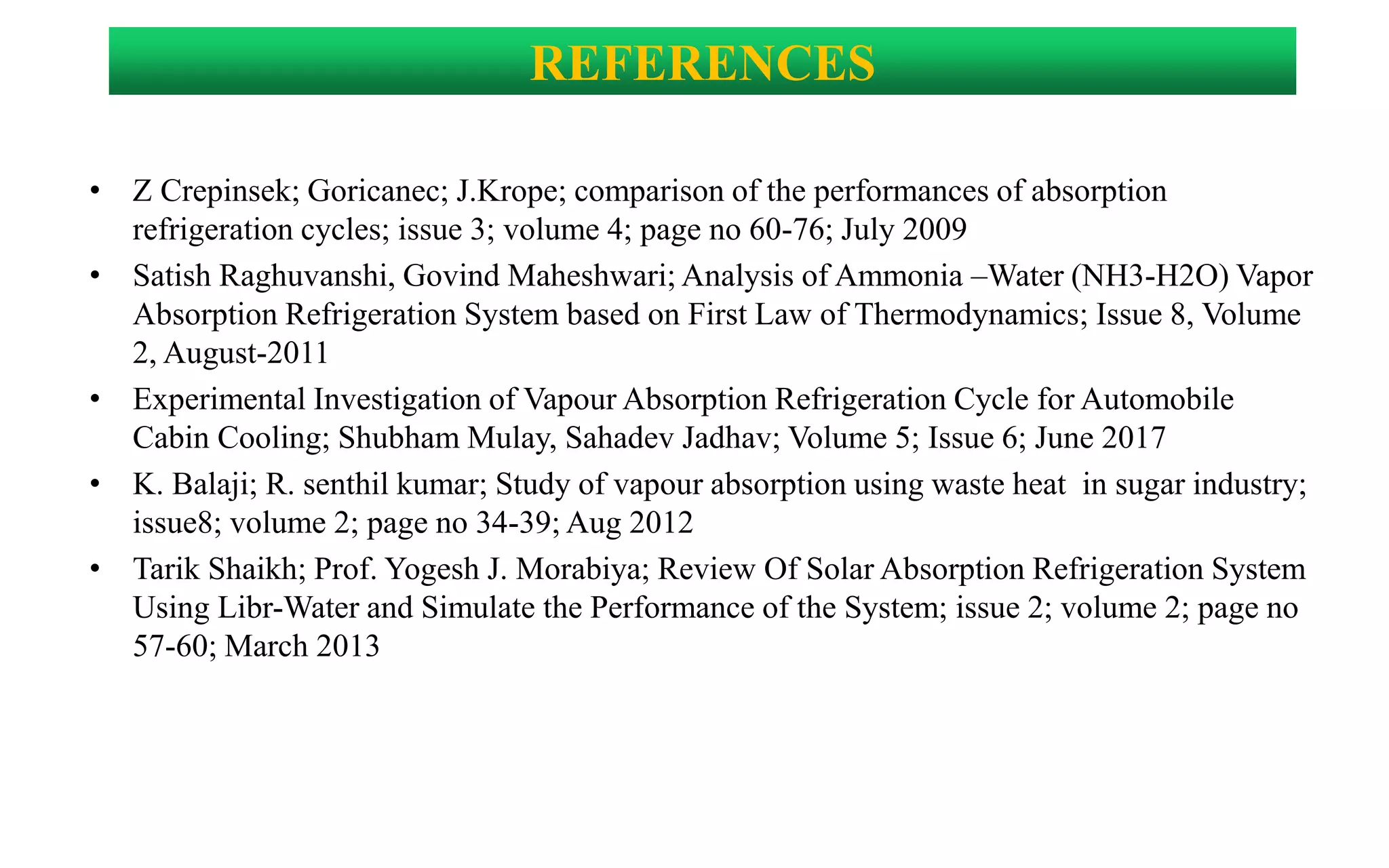 ammonia water (NH3-H2o) diffusion vapor absorption refrigeration system ...
