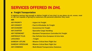 Study Of a Third Party Logistic Company - DHL | PPTX
