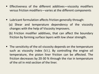 Study of automobile engine friction and reduction trends | PPT