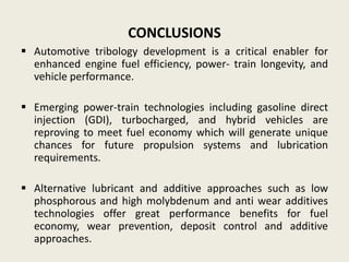Study of automobile engine friction and reduction trends | PPT