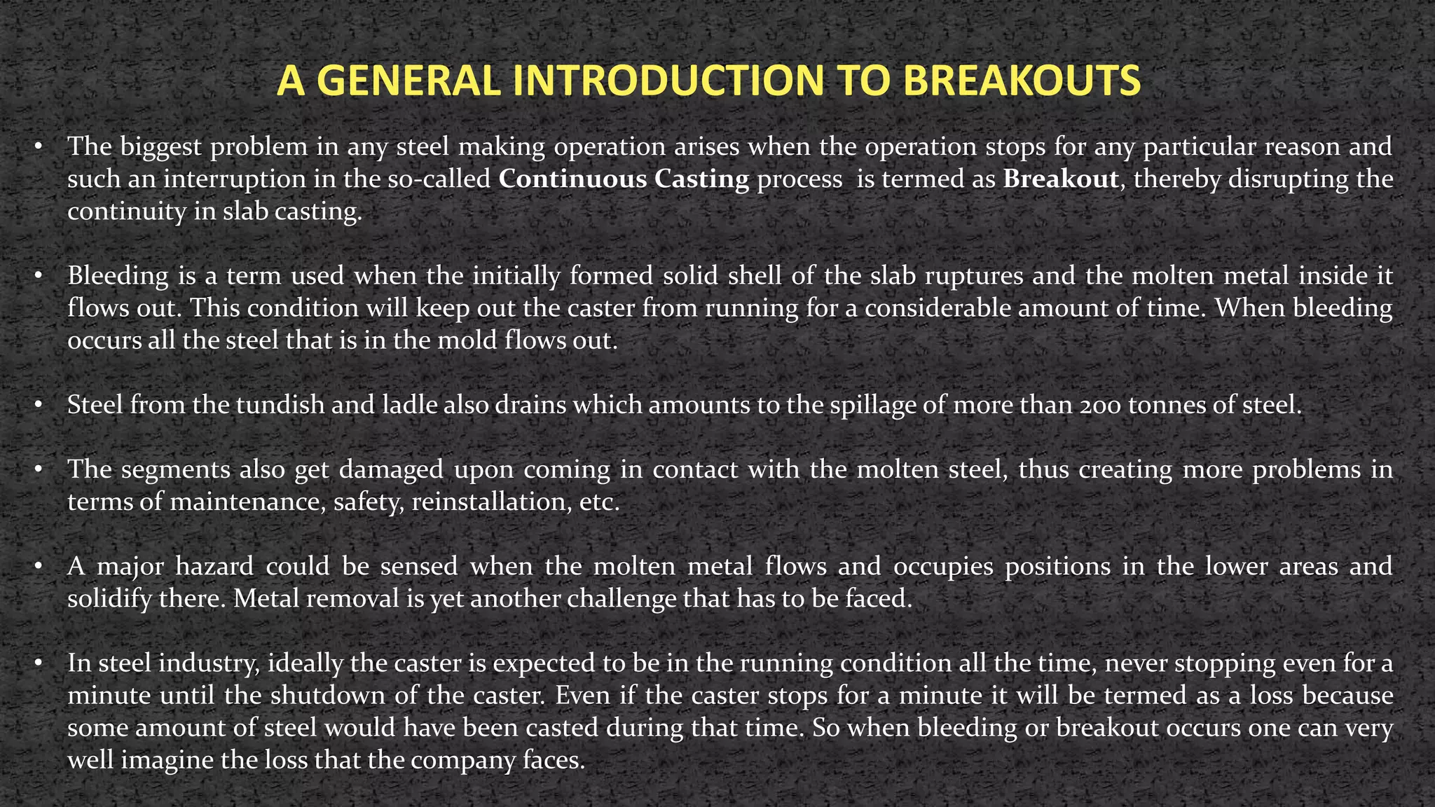 Study of breakouts in thin slab caster | PPTX