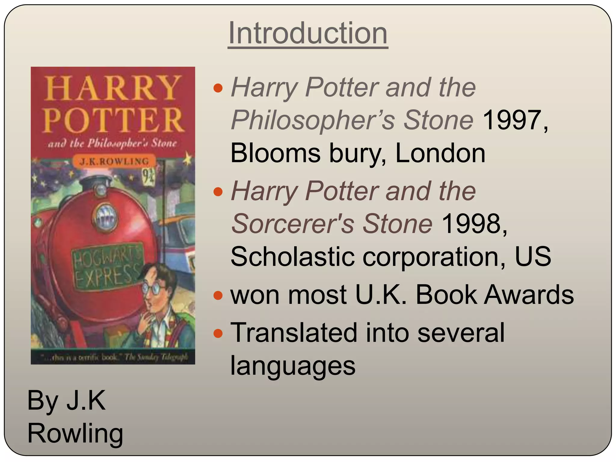 Study of characters in harry potter and the philosopher's stone | PPTX