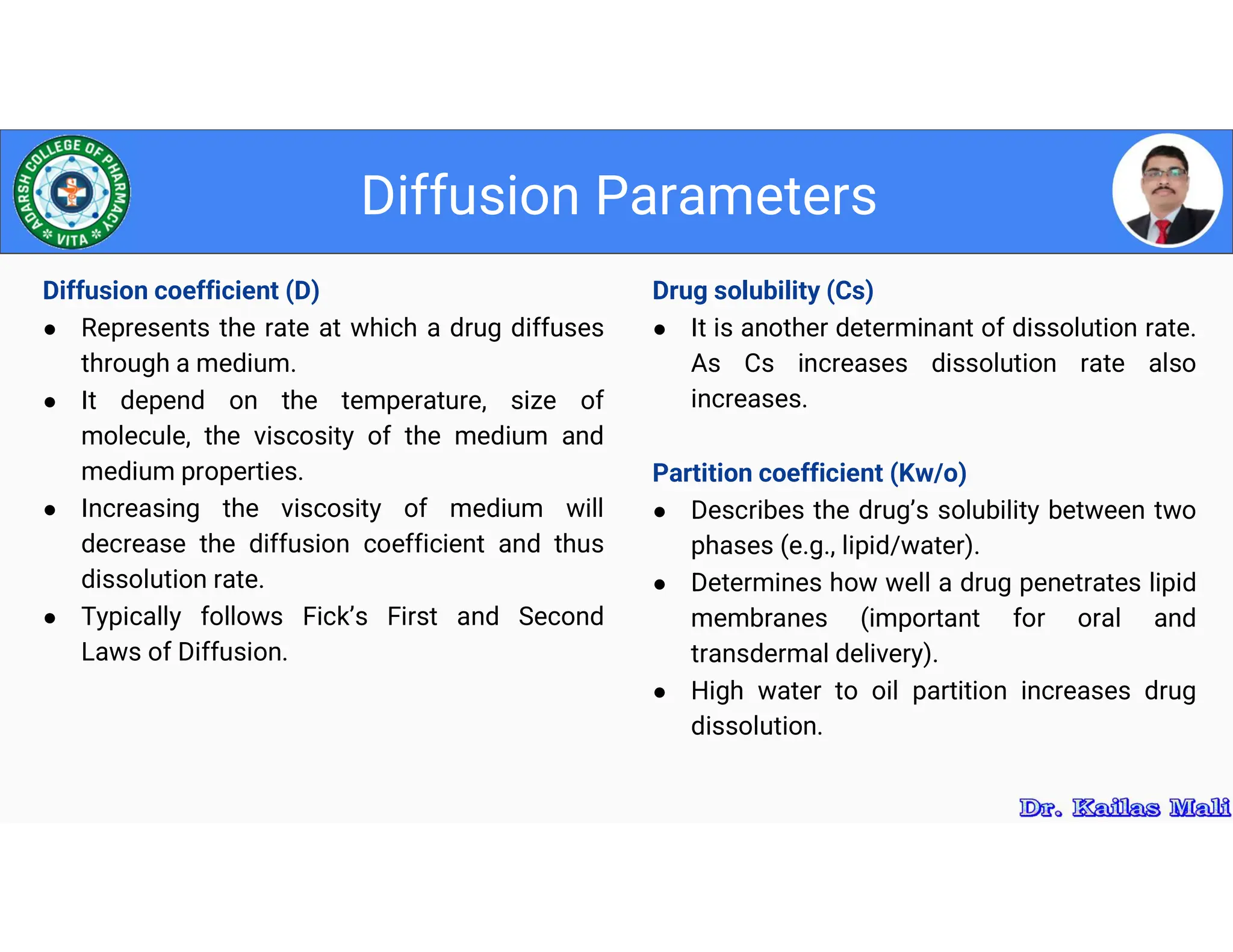 Study of Consolidation Parameters: Diffusion, Dissolution and Pharmacokinetic Parameters | PDF