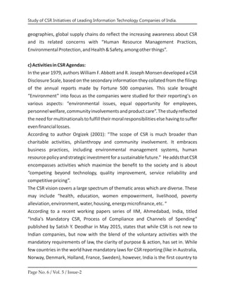 Study of CSR Initiatives of Leading Information Technology Companies of ...