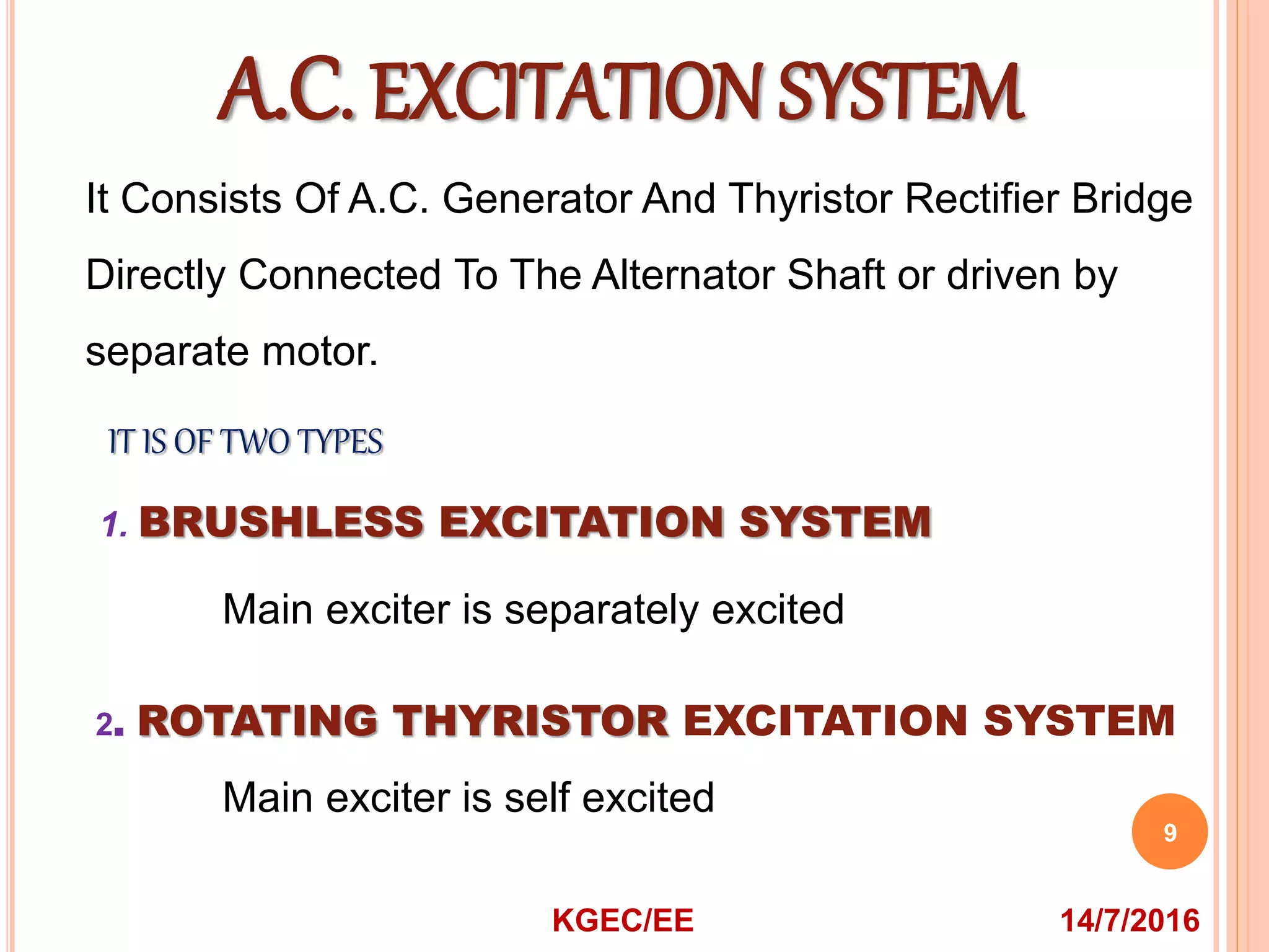 Excitation system for alternator | PPSX