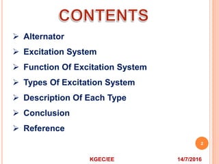 Excitation system for alternator | PPSX