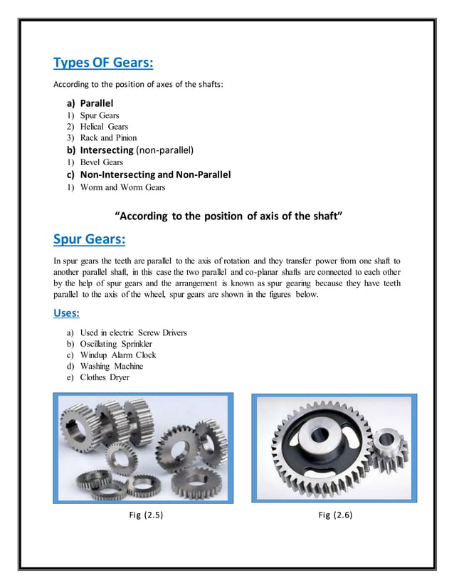 Study of different types of Gears | PDF