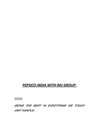 Study of distribution channel strategy of pepsico for the positioning ...