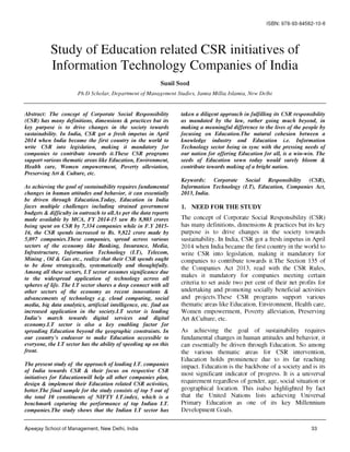 Study of Education related CSR Initiatives of Information Technology ...