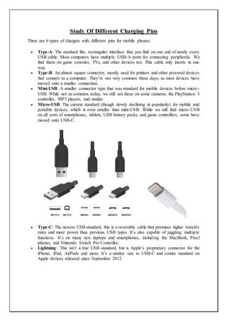 Study of evolution in different charger pins | DOCX