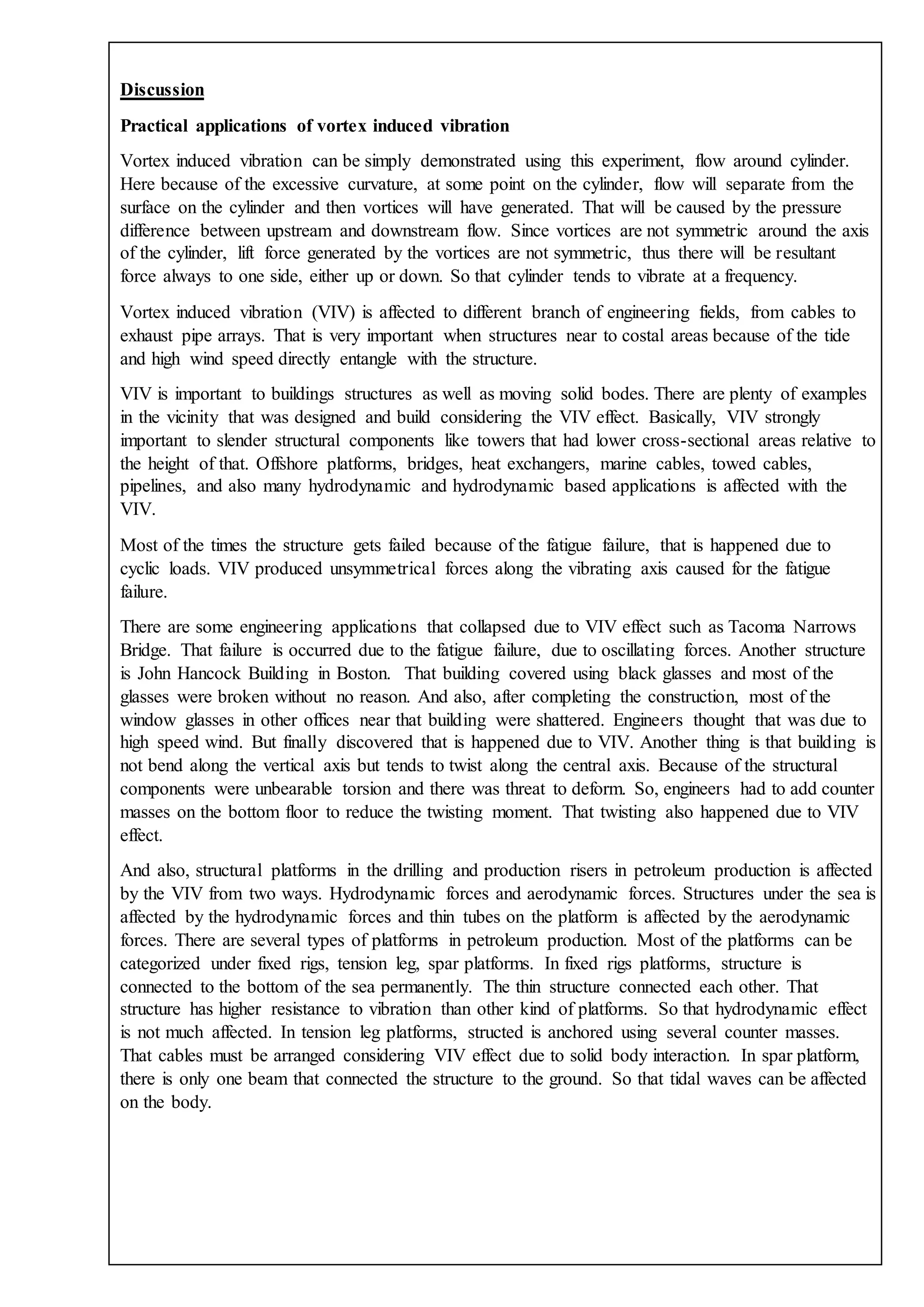 Study of flow induced vibration of a circular cylindrical structure | DOCX