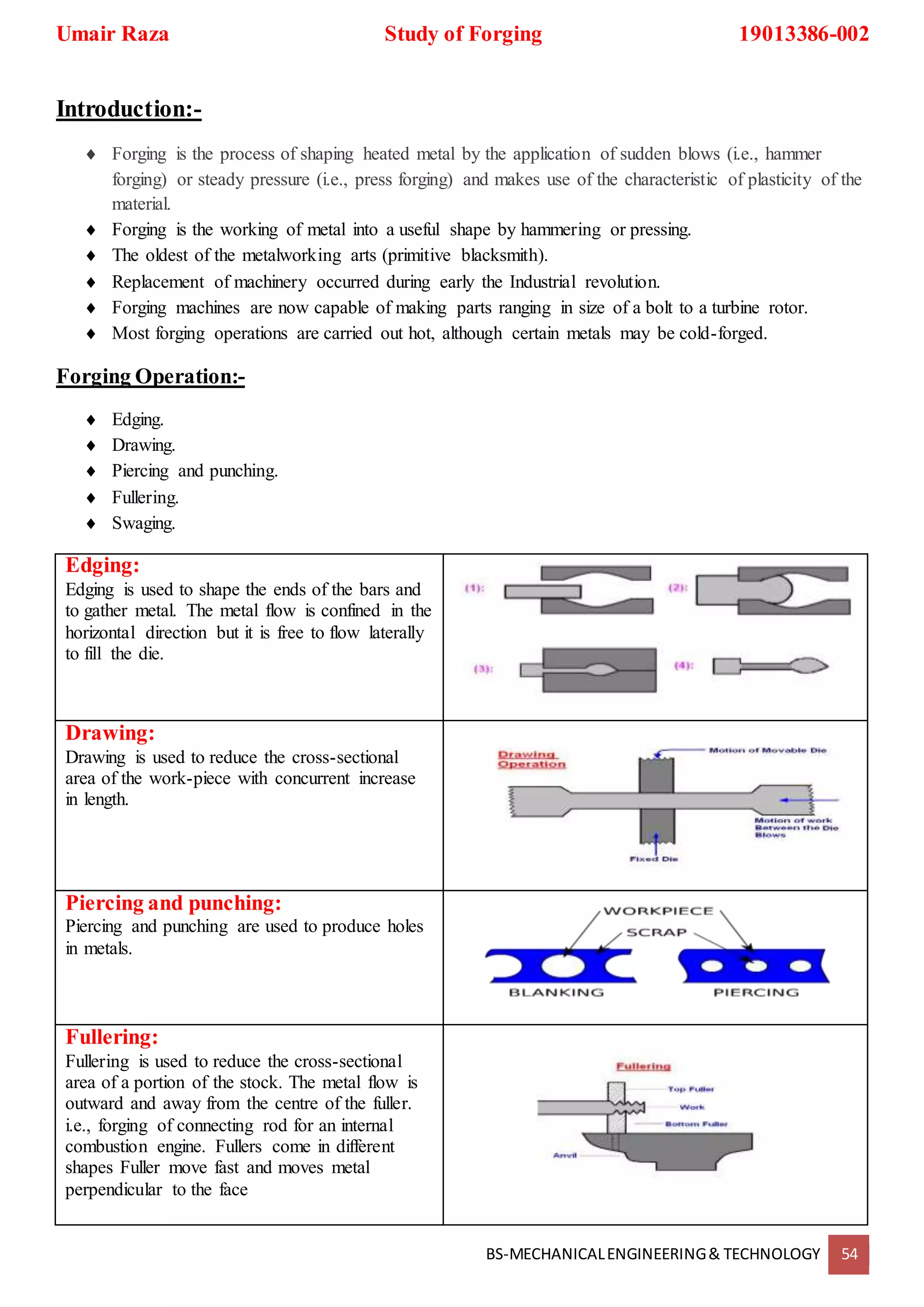 Study of forging , its classification & types | DOCX