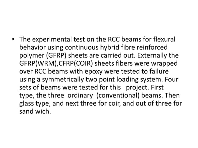 Study of hybrid composite beam using woven roving mat | PPT