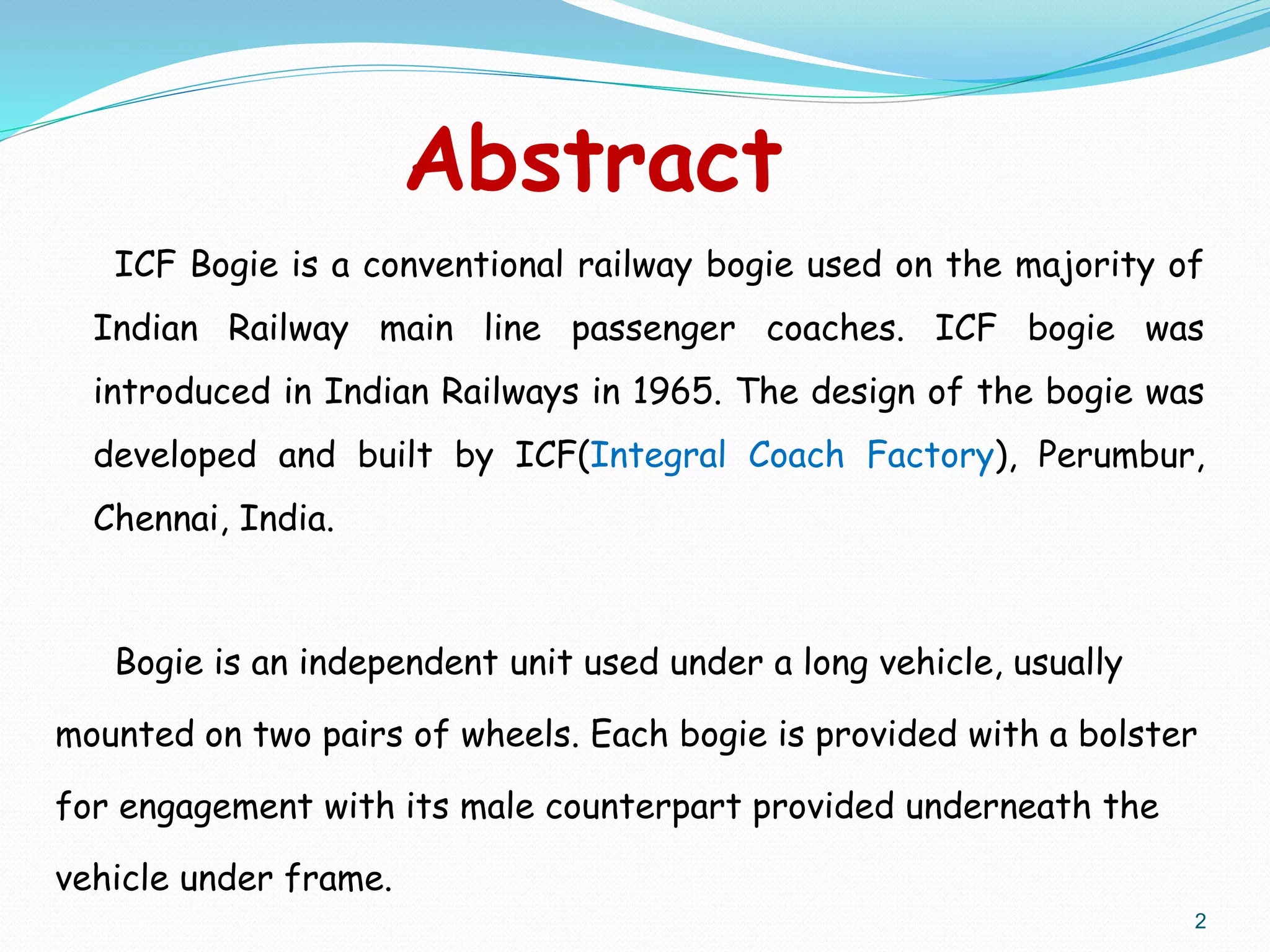STUDY OF ICF BOGIE | PPTX