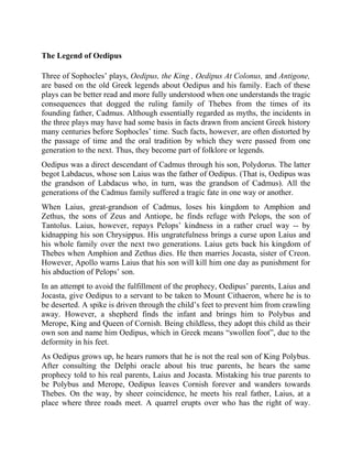 Study of king oedipus | DOC