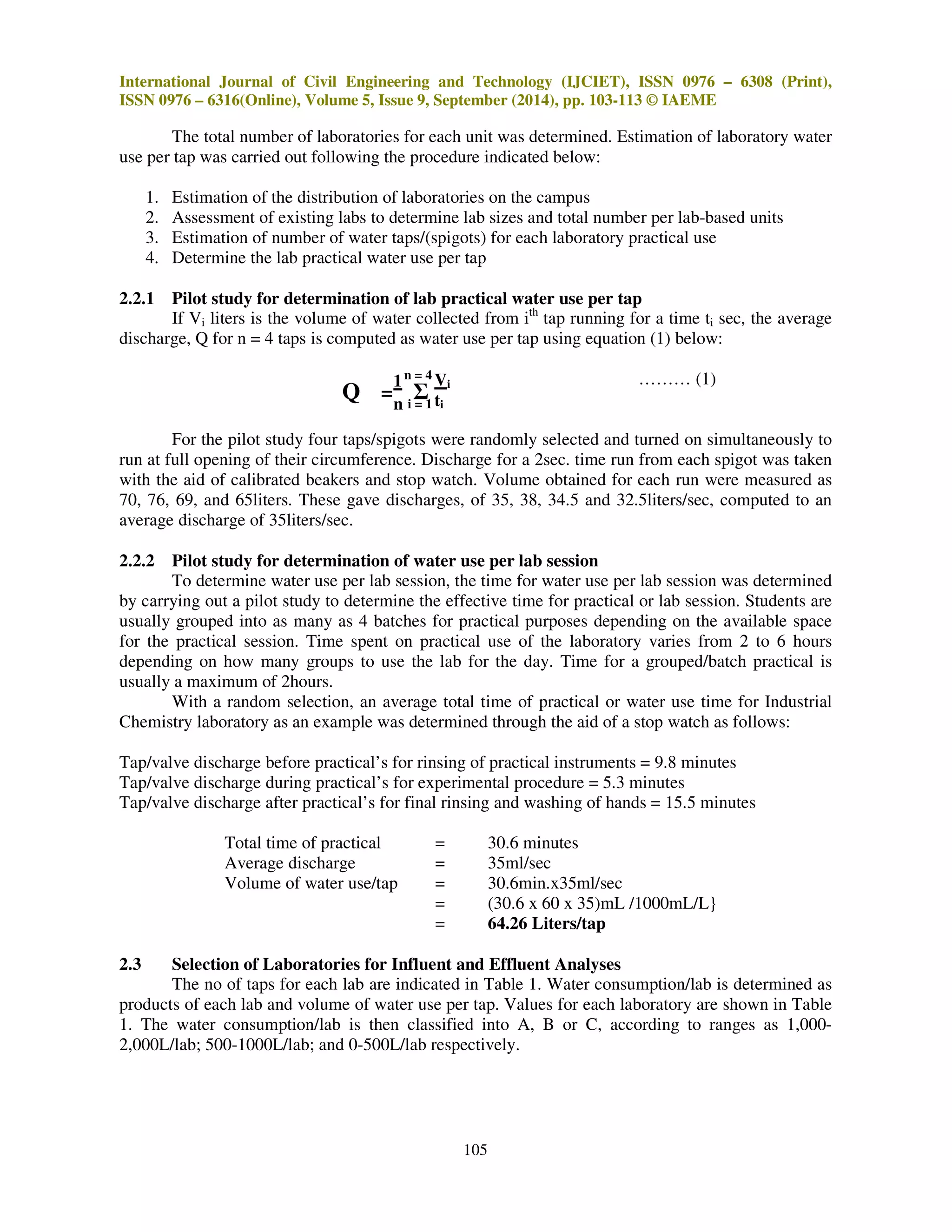 Study of laboratory water consumptive use and recyclability | PDF