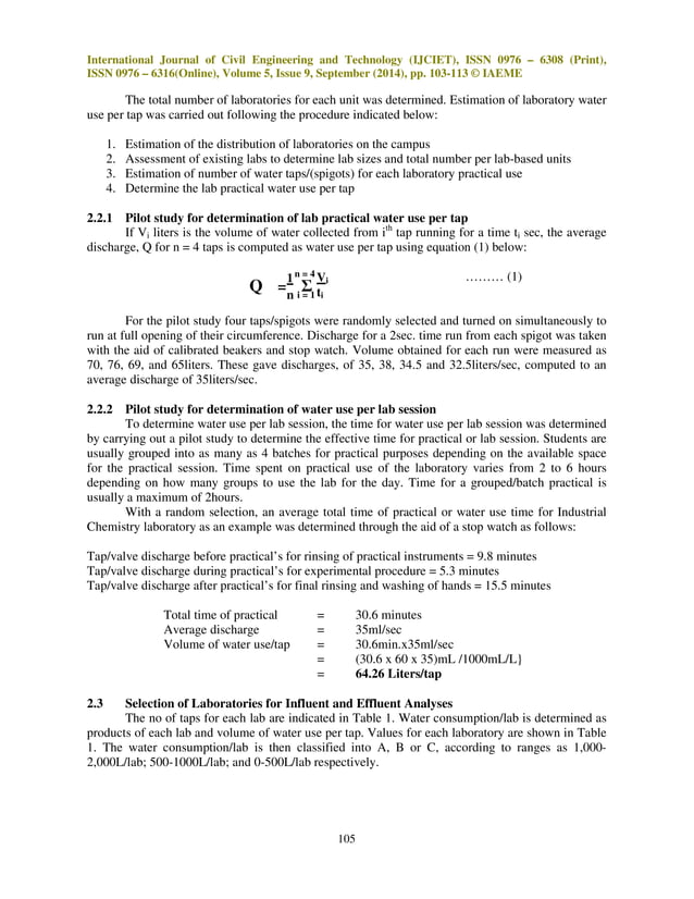 Study of laboratory water consumptive use and recyclability | PDF