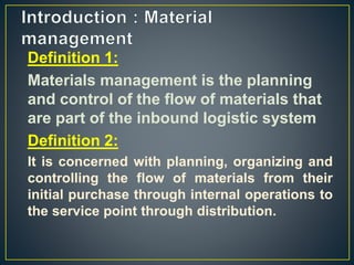Study of material management | PPT