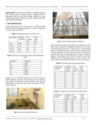 Study of mechanical properties in mild steel using metal inert gas ...