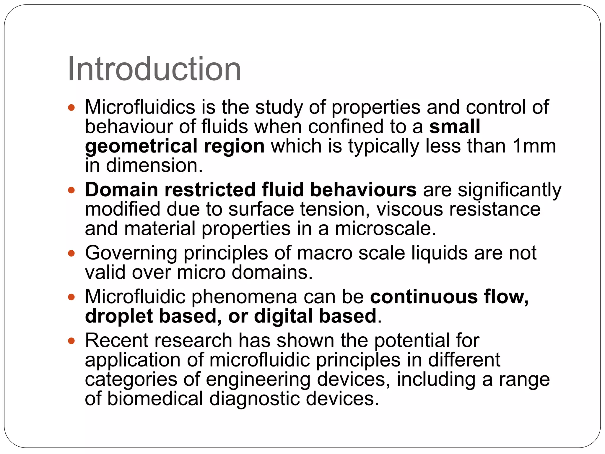 Study of Microfluidics and its Application in Biomedical Diagnostic Devices | PPTX