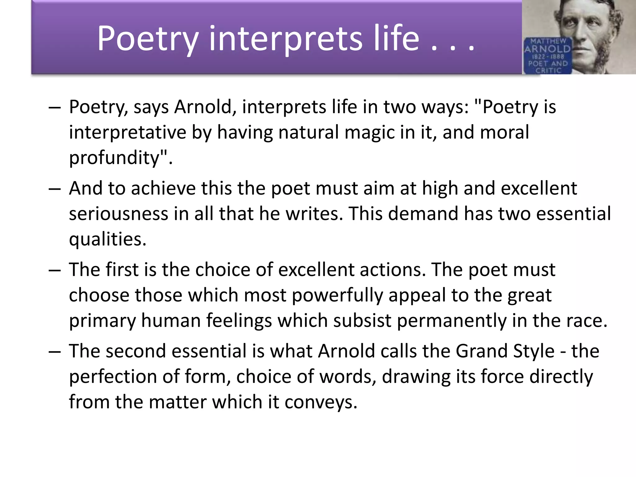 The Study of Poetry - Matthew Arnold | PPTX