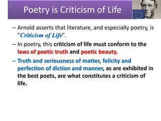 The Study of Poetry - Matthew Arnold | PPTX