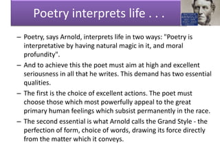 The Study of Poetry - Matthew Arnold | PPTX