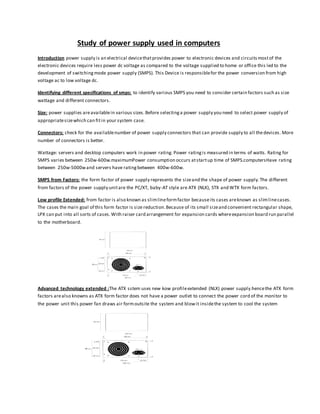 Study of power supply used in computers | DOCX