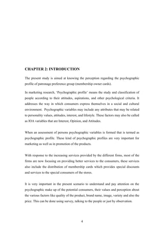 Study Of Psychographic Profile Of Patronage Preference Group | DOC ...