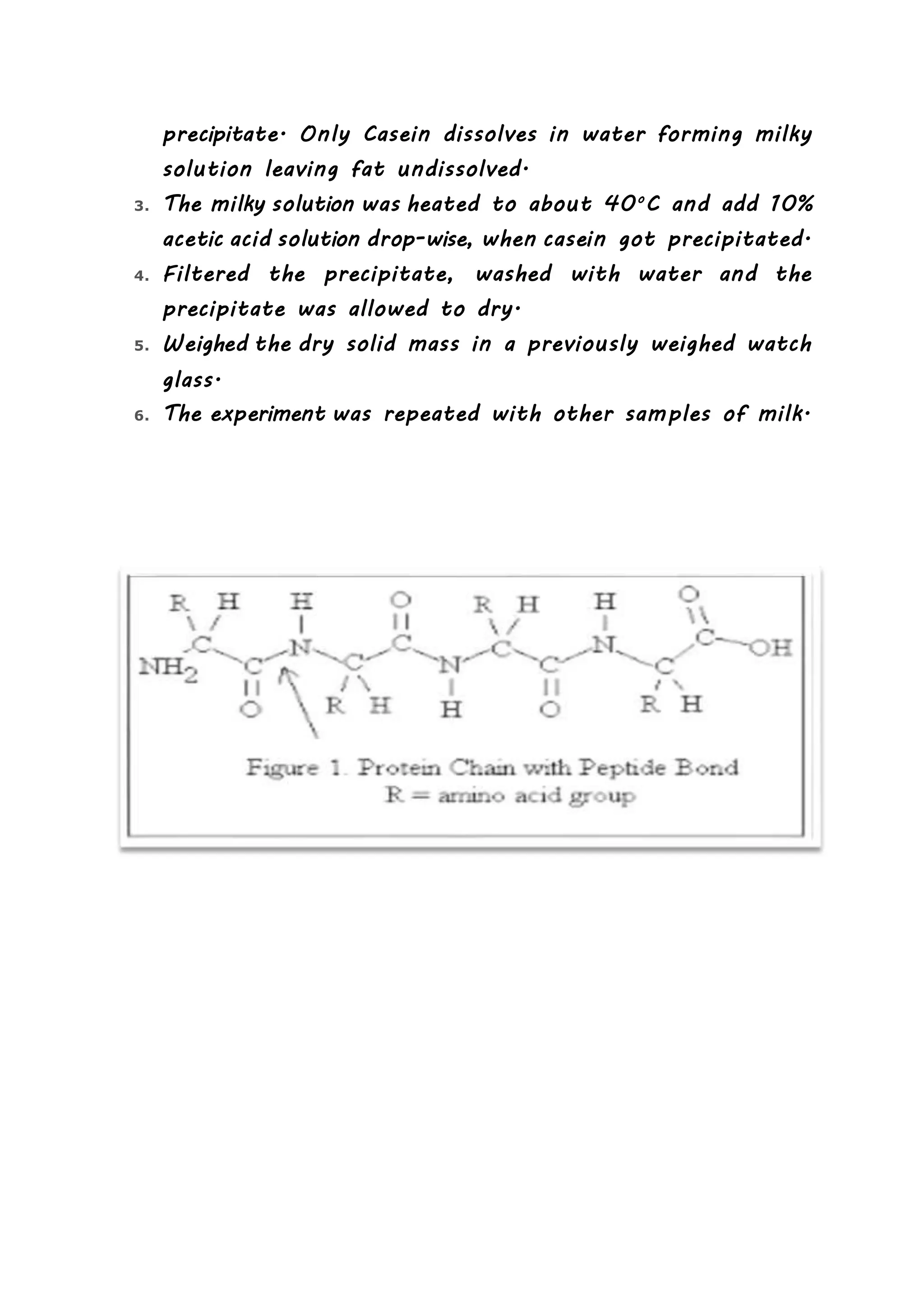 Study of quantity of caesin present in different samples of milk | DOCX