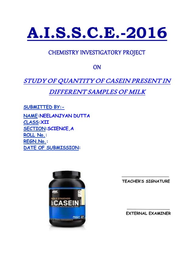 Study of quantity of caesin present in different samples of milk | DOCX ...
