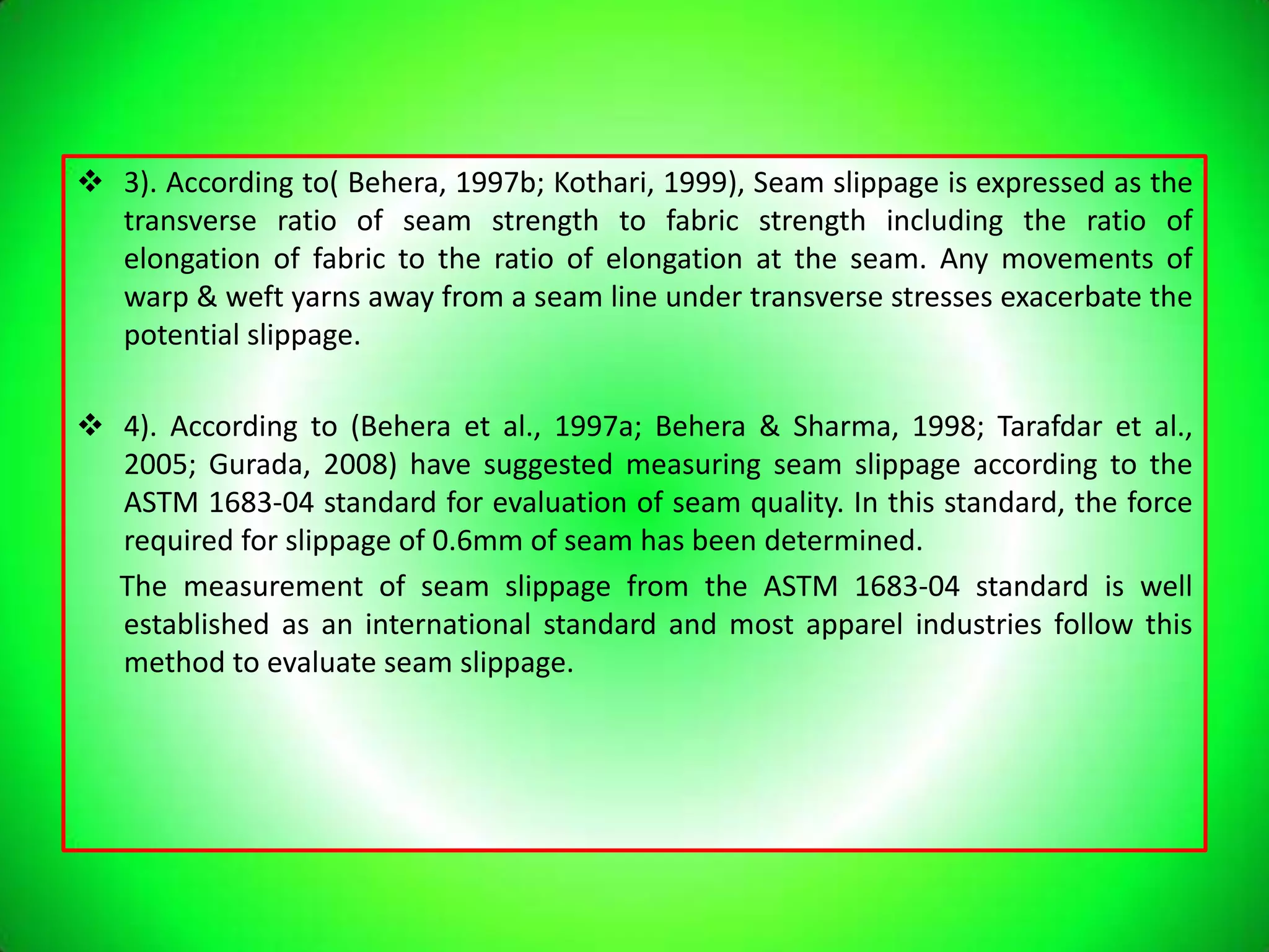 Study of relationship between seam slippage& strength | PPTX
