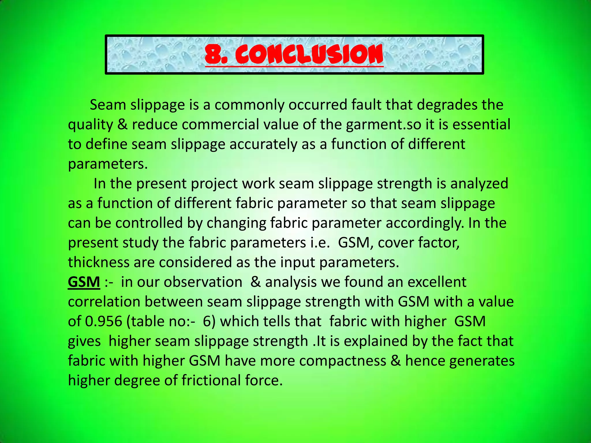 Study of relationship between seam slippage& strength | PPTX