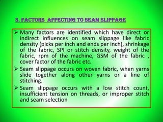 Study of relationship between seam slippage& strength | PPTX
